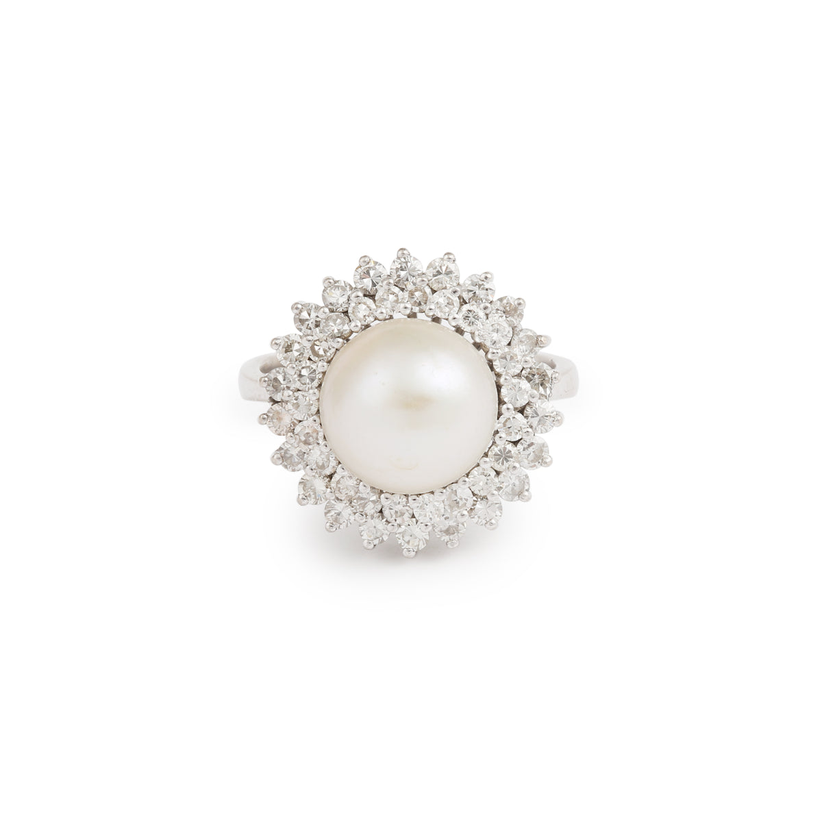 10mm Pearl Diamonds 18 Carat White Gold Daisy Ring – Les Pierres de Julie